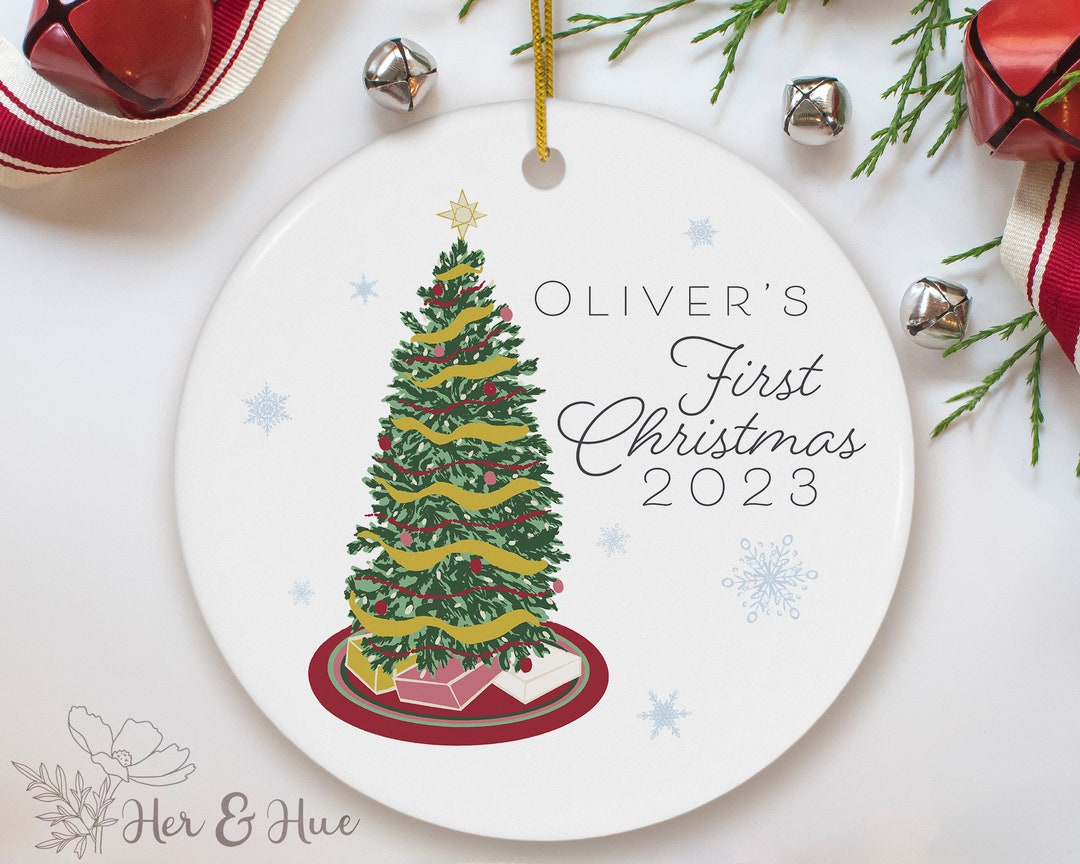 Baby First Christmas Tree Ornament Custom Name Personalized - Etsy