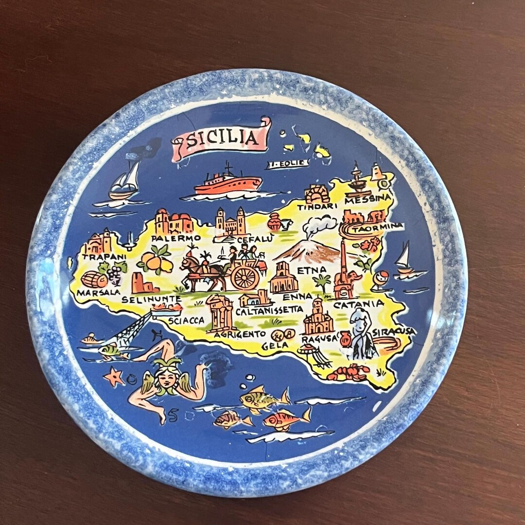 Collector Plate Sicily Italy I Souvenir Italian Plate I Vintage Tourist ...