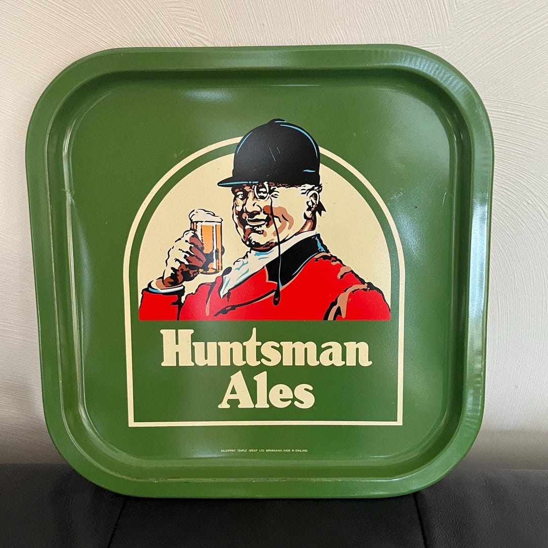 Vintage Huntsman Ales Square Metal Tray | Made in England Vintage Bar ...