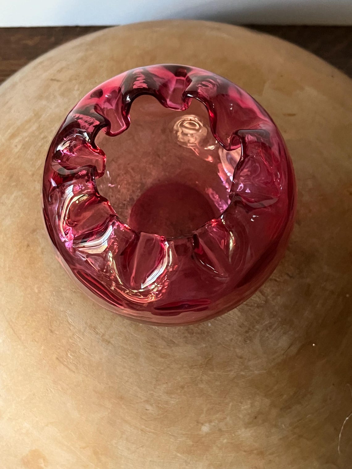 Fenton Rose Bowl Vase "thumbprint" Pattern in Cranberry - Etsy