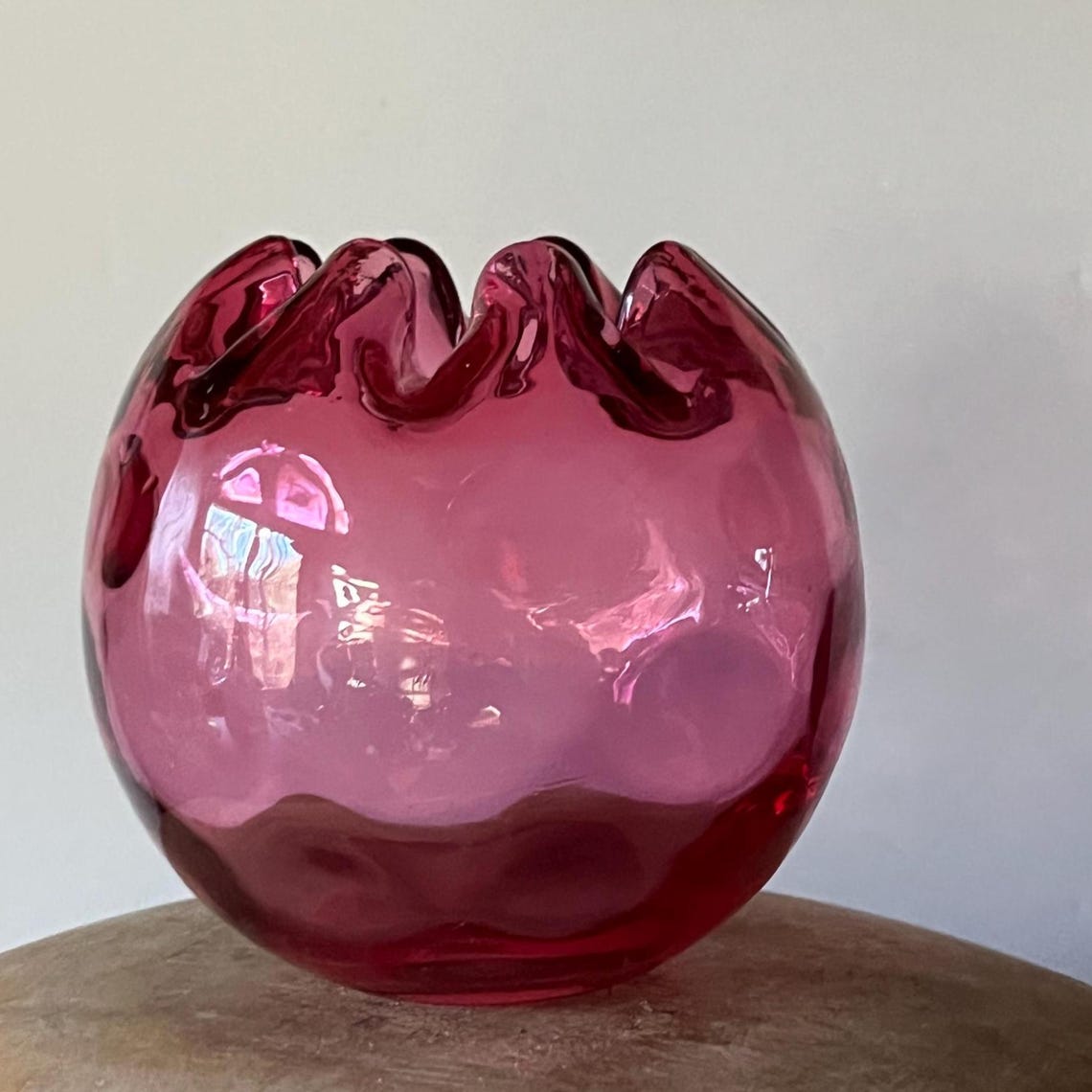 Fenton Rose Bowl Vase "thumbprint" Pattern in Cranberry - Etsy