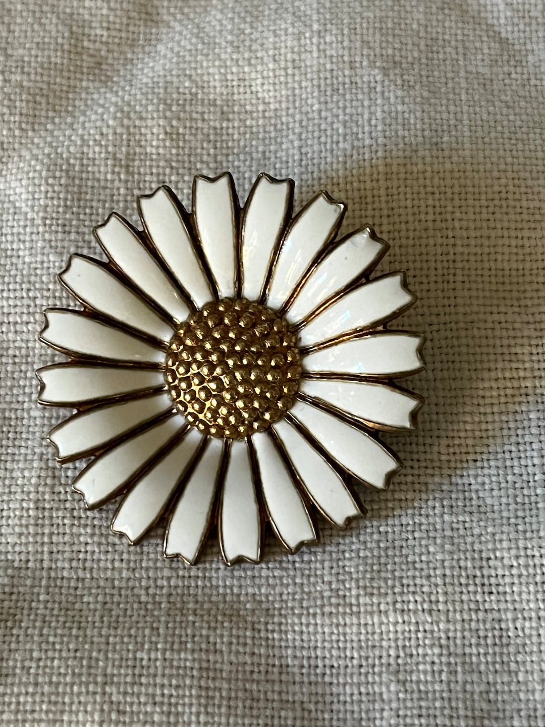 Georg Jensen Daisy Vintage Signed Georg Jensen Sterling Silver Enamel Brooch Vintage Danish ...