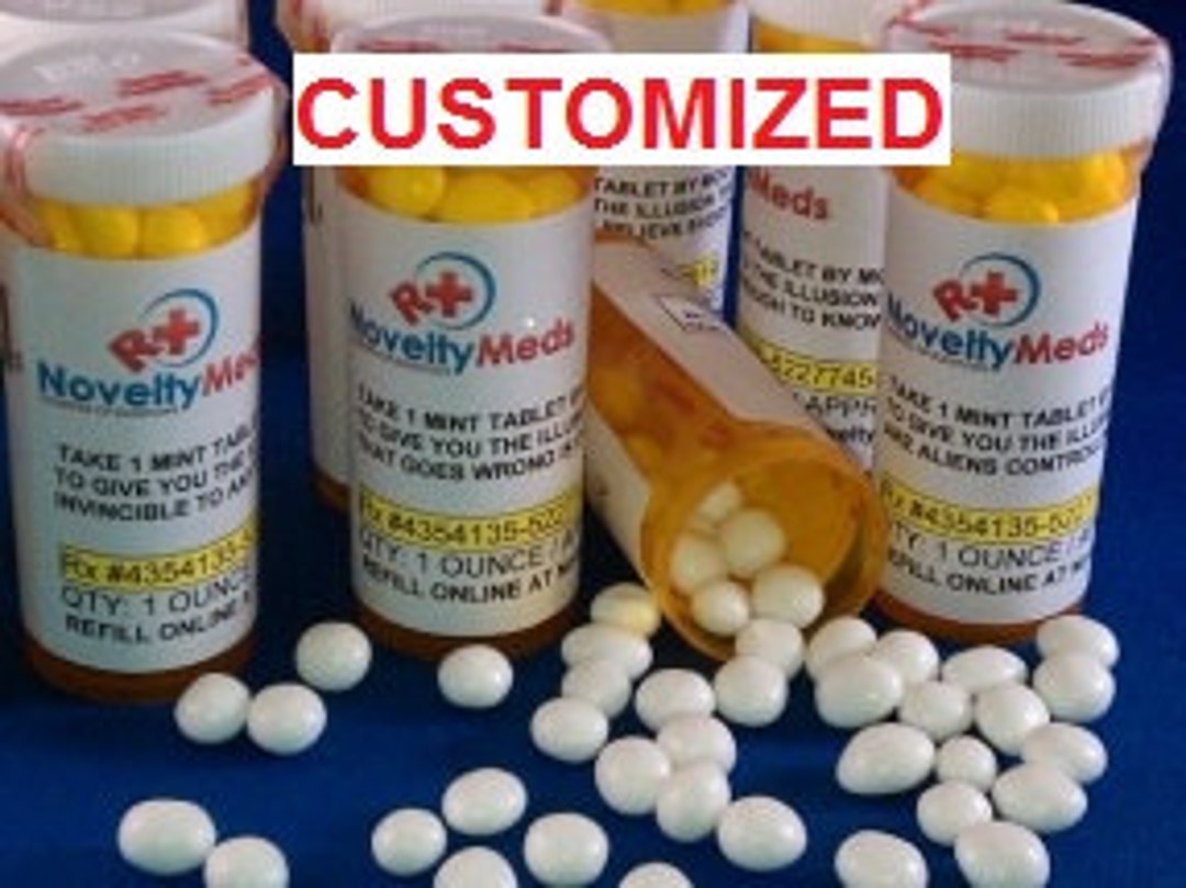 Novelty Meds CUSTOM MINTS gag Gift Fake Pills Rx Great Gift for Anyone ...
