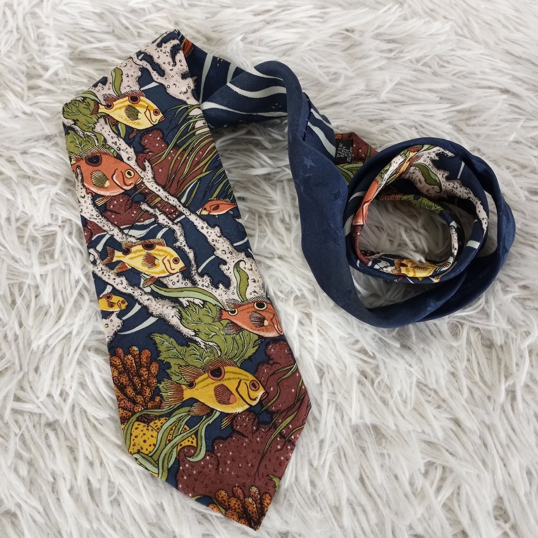 Van Heusen Tie Necktie Americana Series life Under the Sea Fish Divers - Etsy