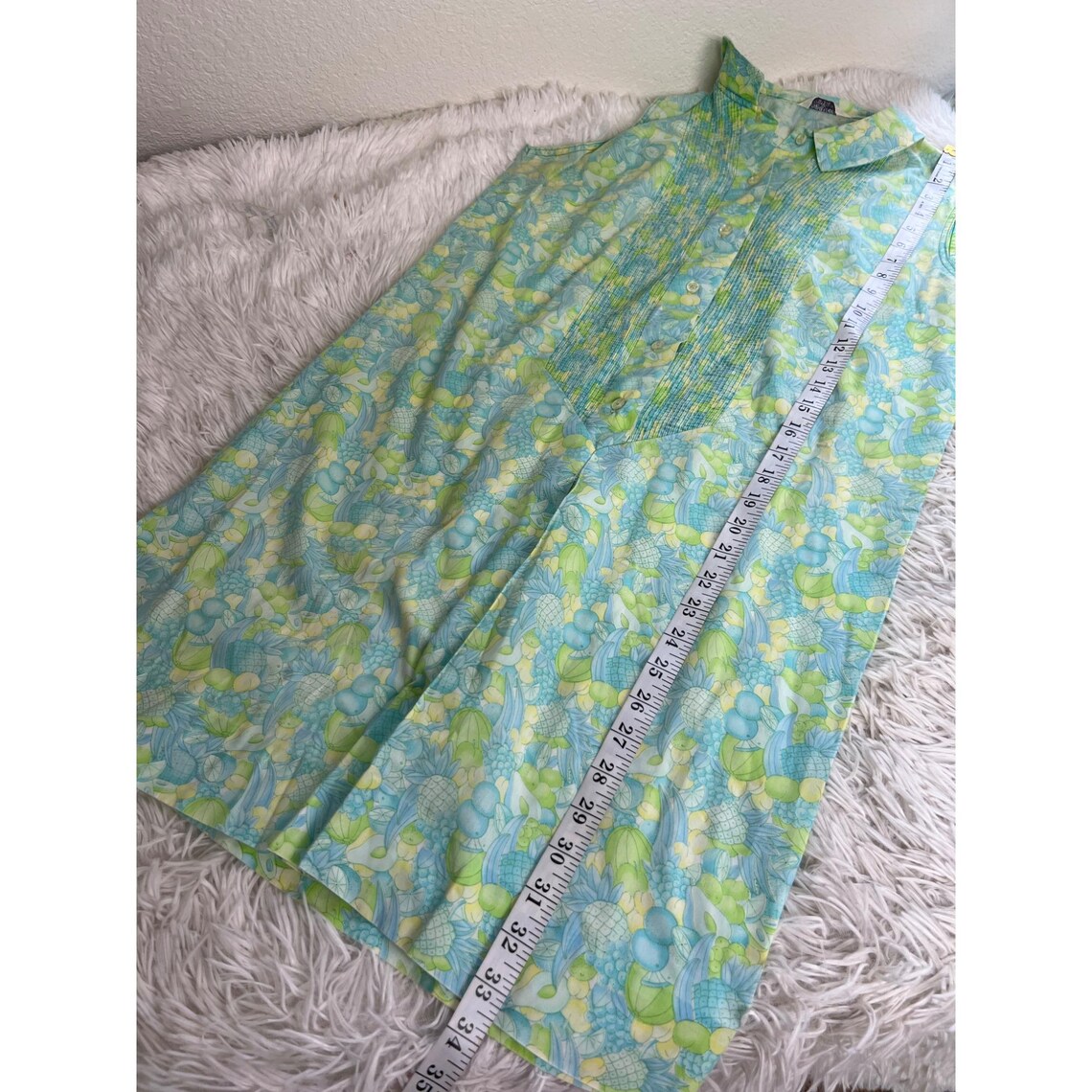 Vintage Ship 'N Shore Dress Summer Fruits Size 10 Button Down Pleated ...