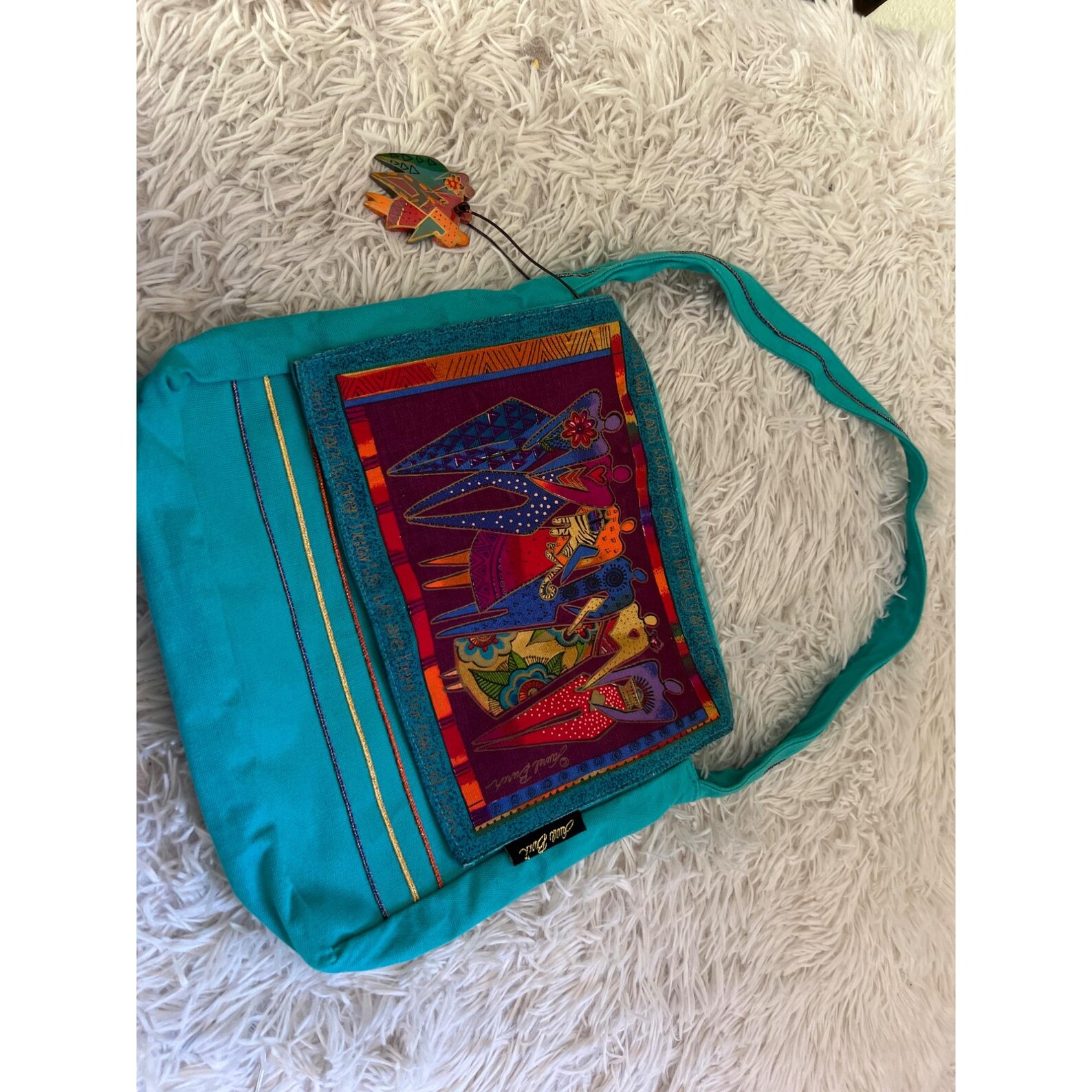 Laurel Burch Purse Bag Art to Wear Boho With Wooden Tag Attached - Etsy