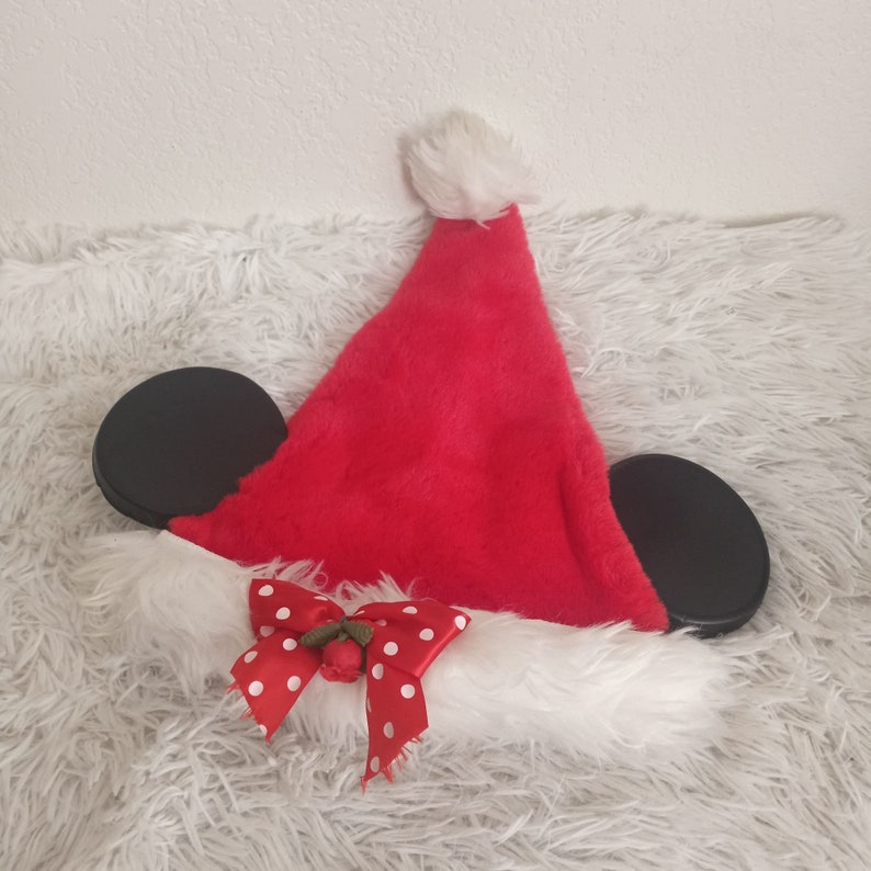 Vintage Goofy Hat Co. Minnie Mouse Santa Hat Hard Ears Polka Dot Bow - Etsy
