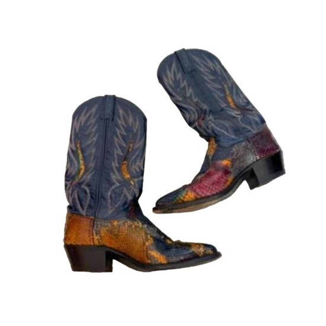 Vintage Dan POST Rainbow Python Snakeskin Exotic Rare Western Boots 7.5 ...