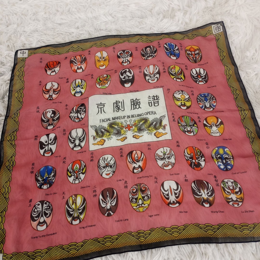 Beijing Opera Kabuki Facial Makeup Styles Souvenir Scarf - Etsy