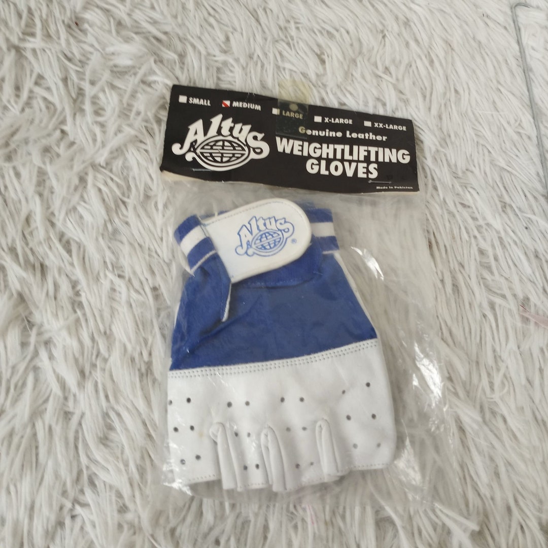 Altus Leather Weightlifting Gloves Genuine Leather Medium Blue/white ...
