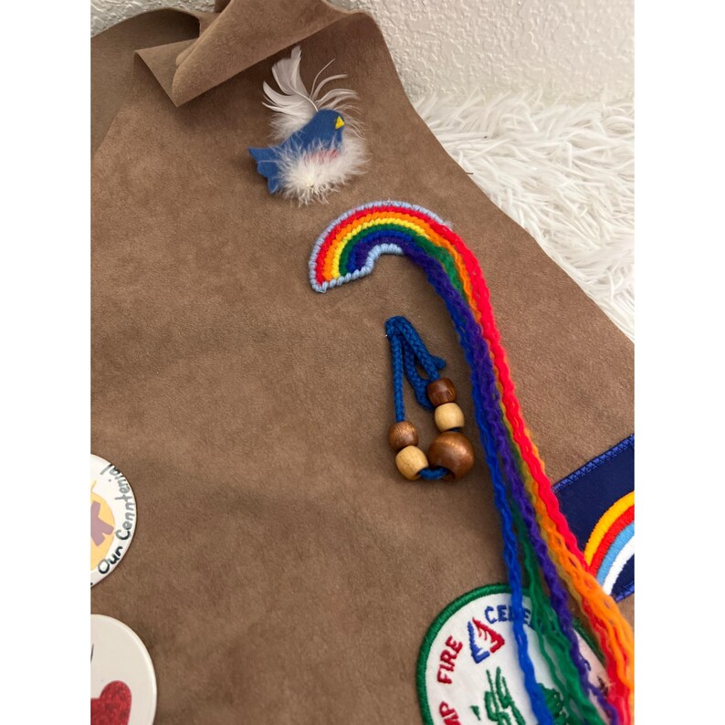 Vintage Campfire Girls Sash Ceremonial Amazing Piece Pins Patches Beads ...