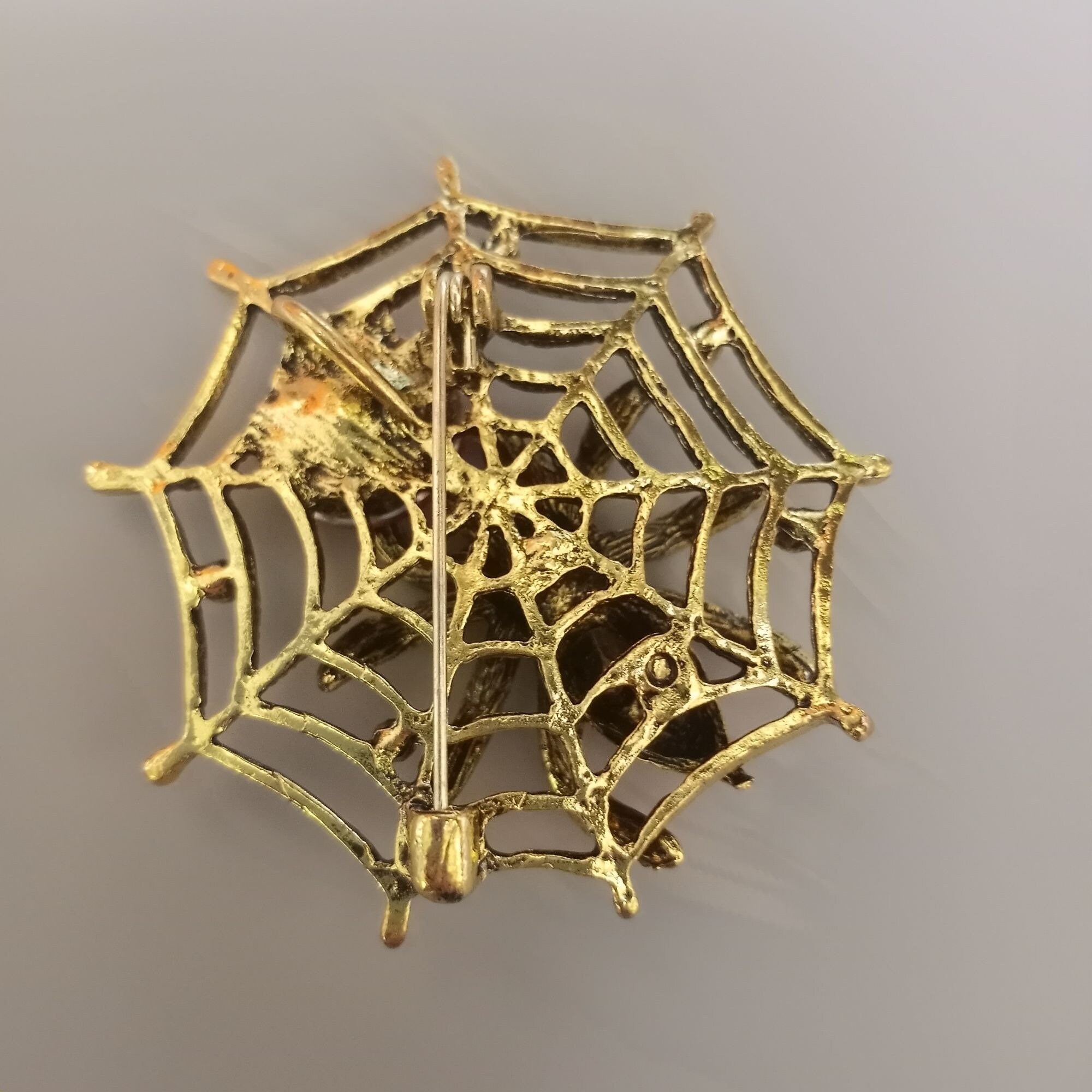 Spider Web Brooch Gemstones Spider Rhinestone Pin 2" - Etsy