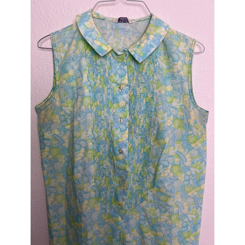 Vintage Ship 'N Shore Dress Summer Fruits Size 10 Button Down Pleated ...