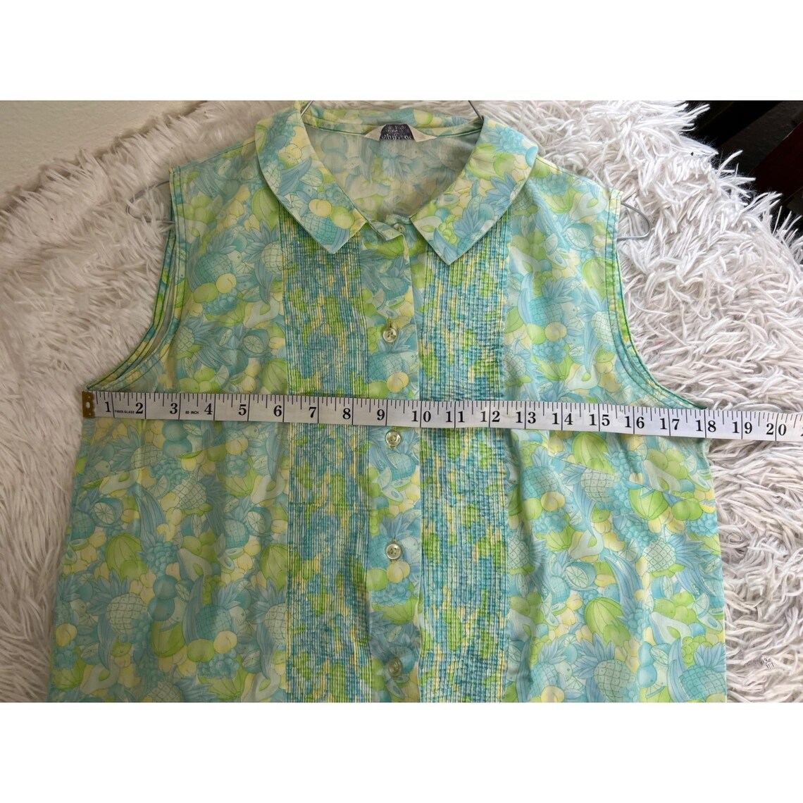 Vintage Ship 'N Shore Dress Summer Fruits Size 10 Button Down Pleated ...