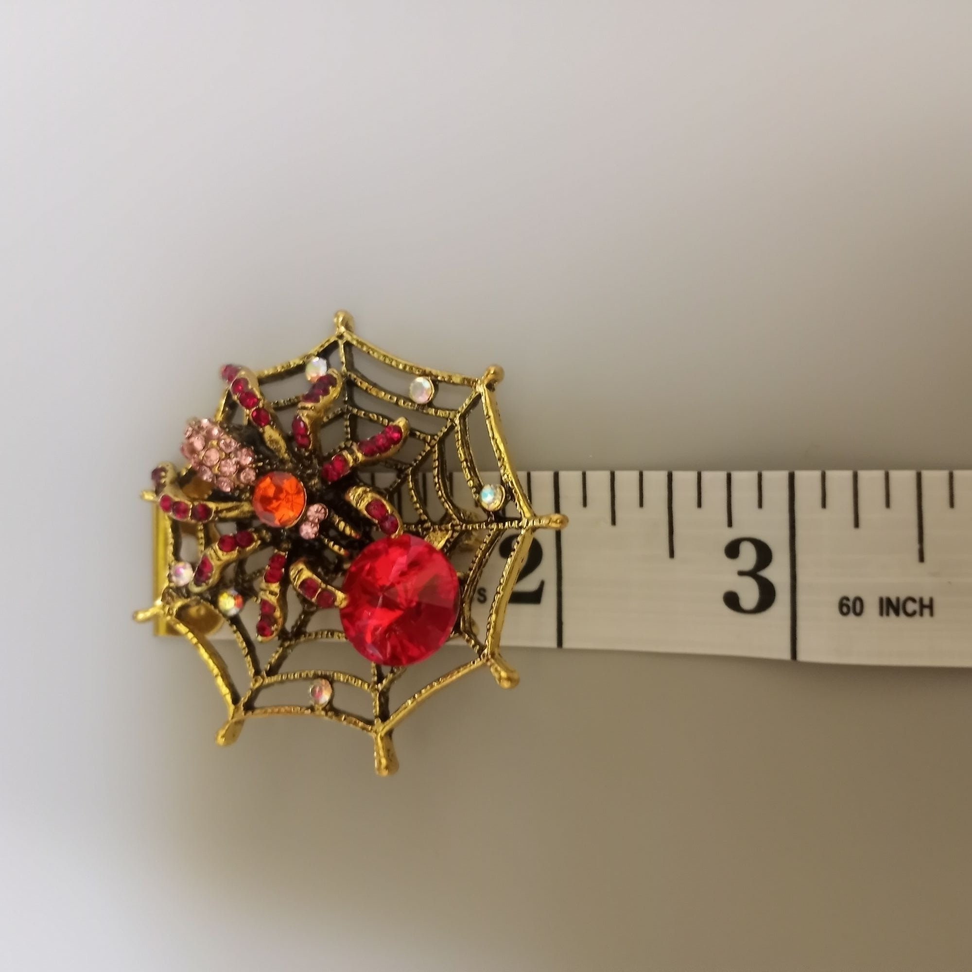 Spider Web Brooch Gemstones Spider Rhinestone Pin 2" - Etsy