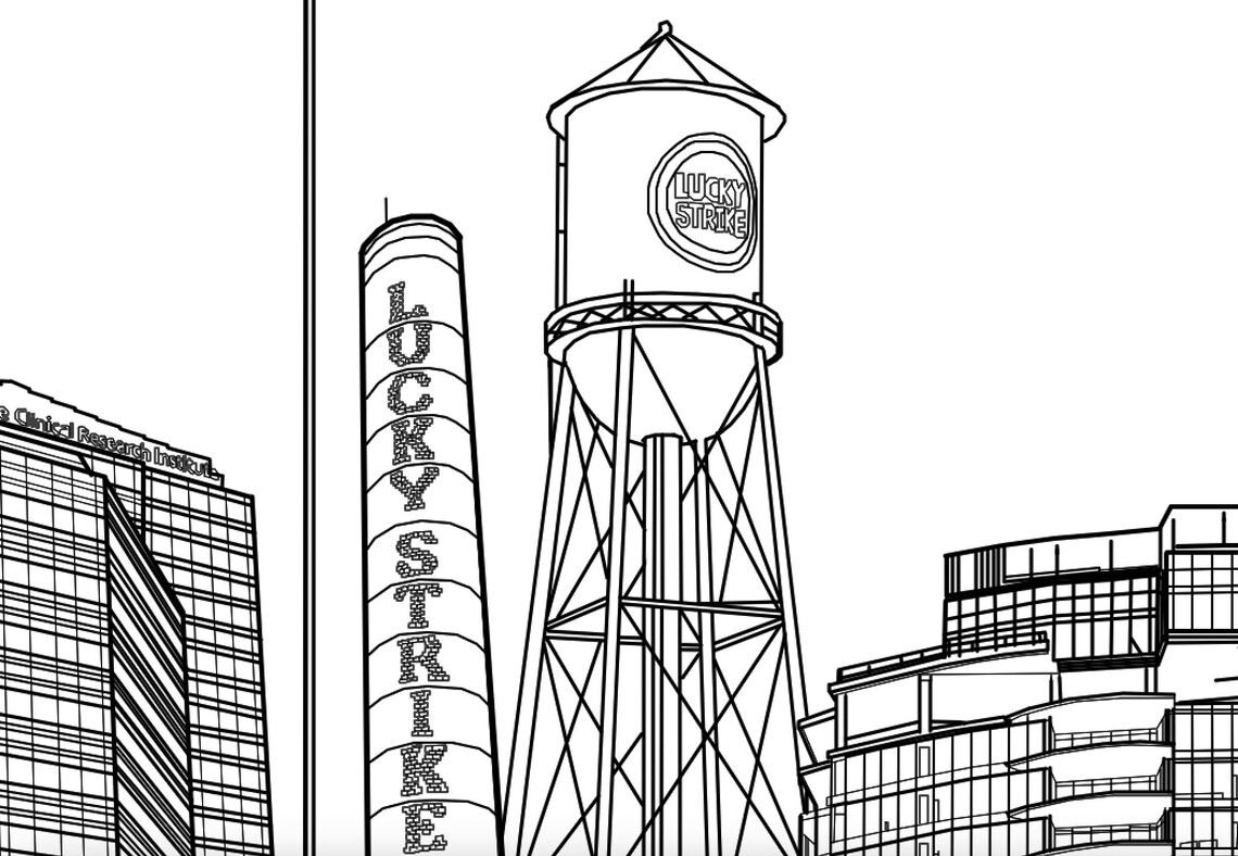 Durham (bull City) North Carolina Drawing Print Art (unframed) - Etsy