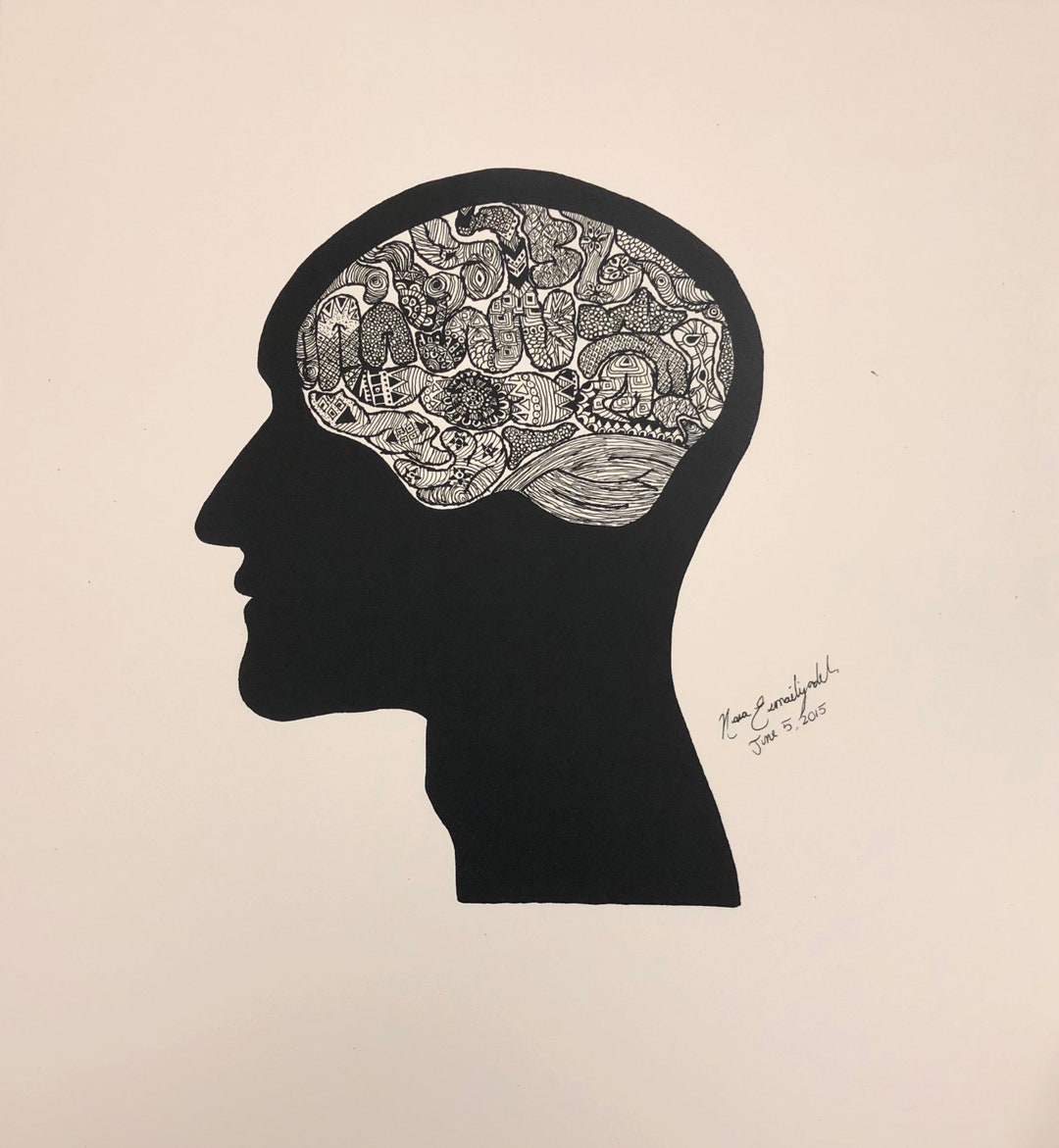 Abstract Brain Drawing Print - Etsy