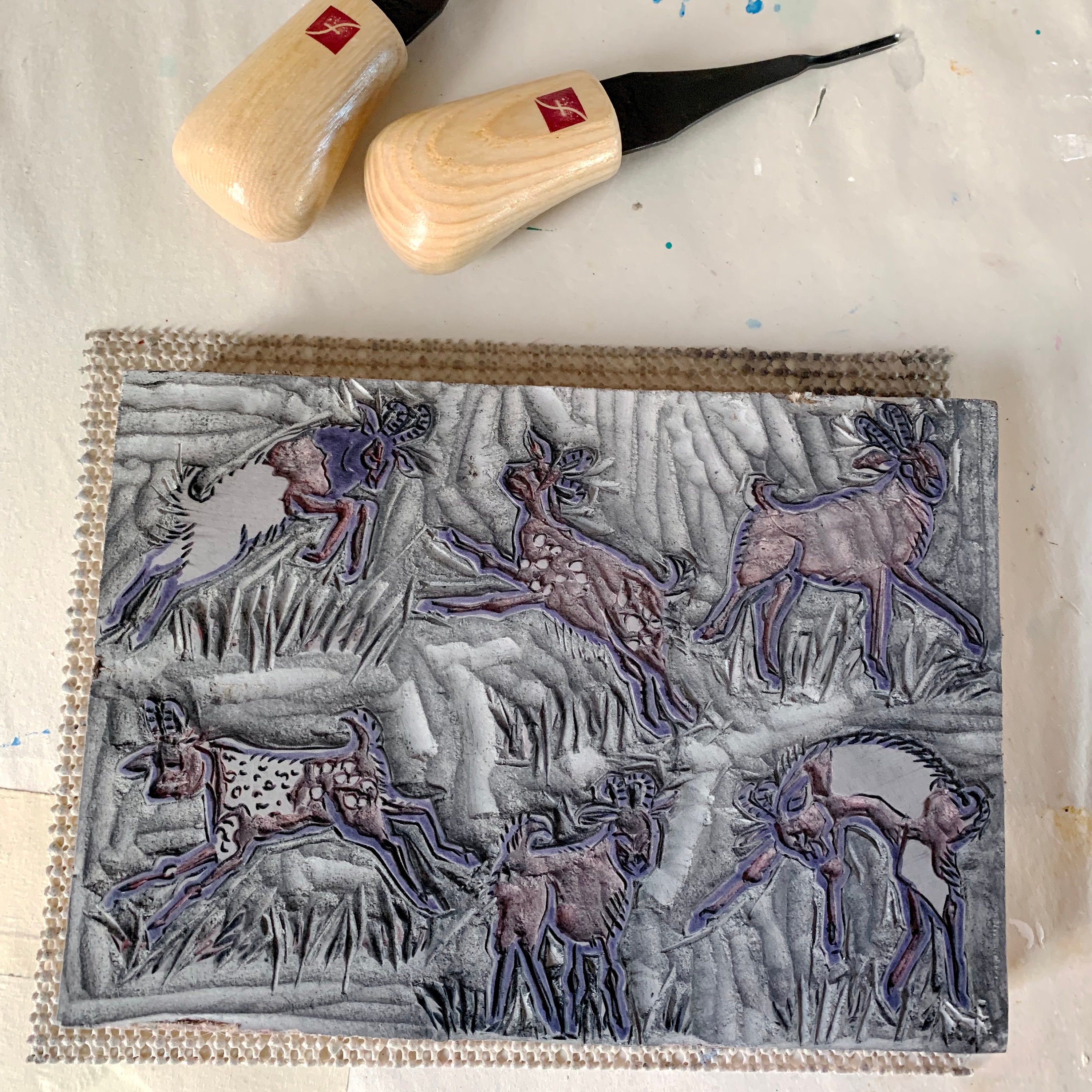 Goat Kids Linocut Print - Etsy