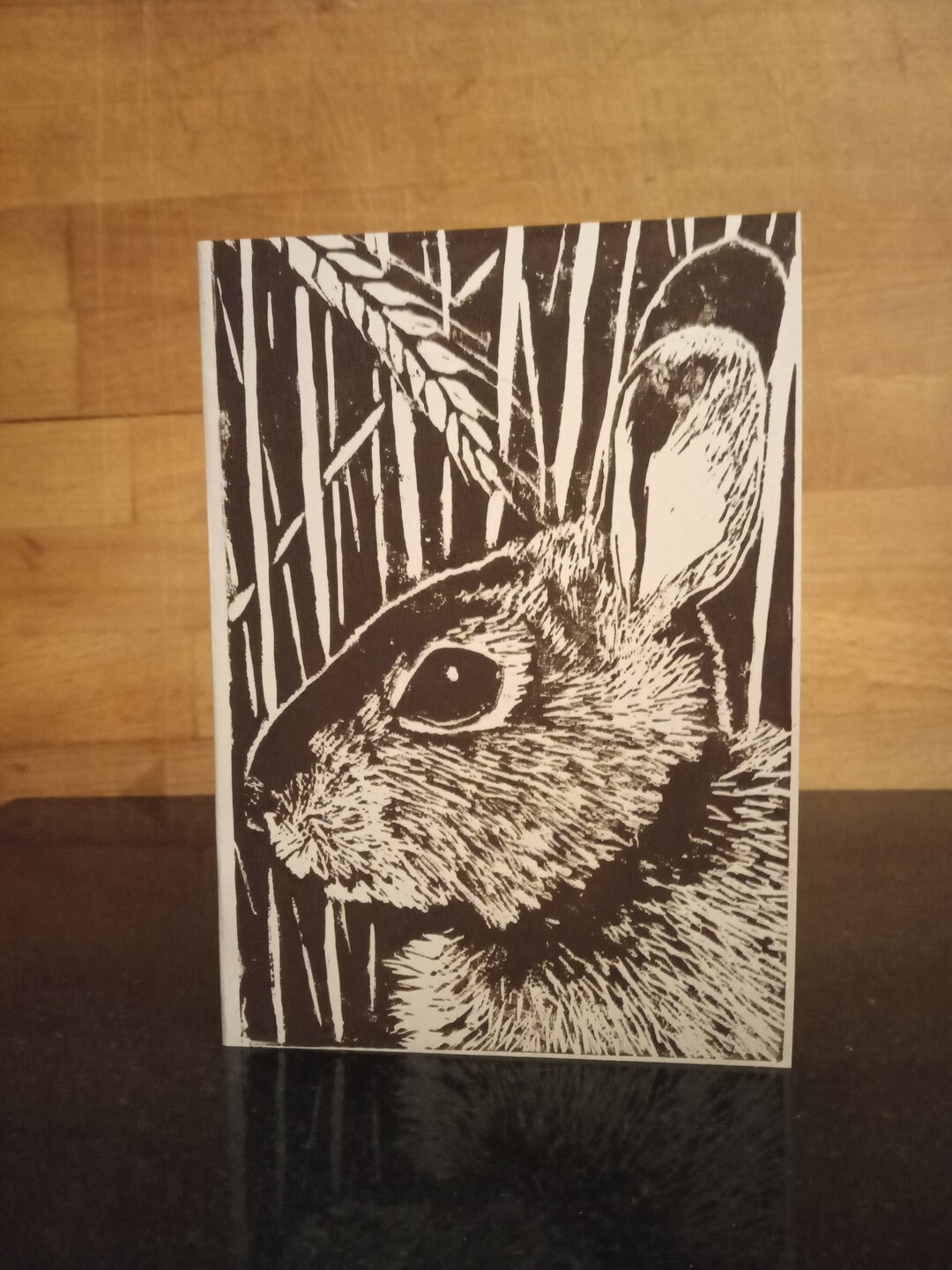 Rabbit - Hand Printed Linocut Blank Greeting Card - Etsy
