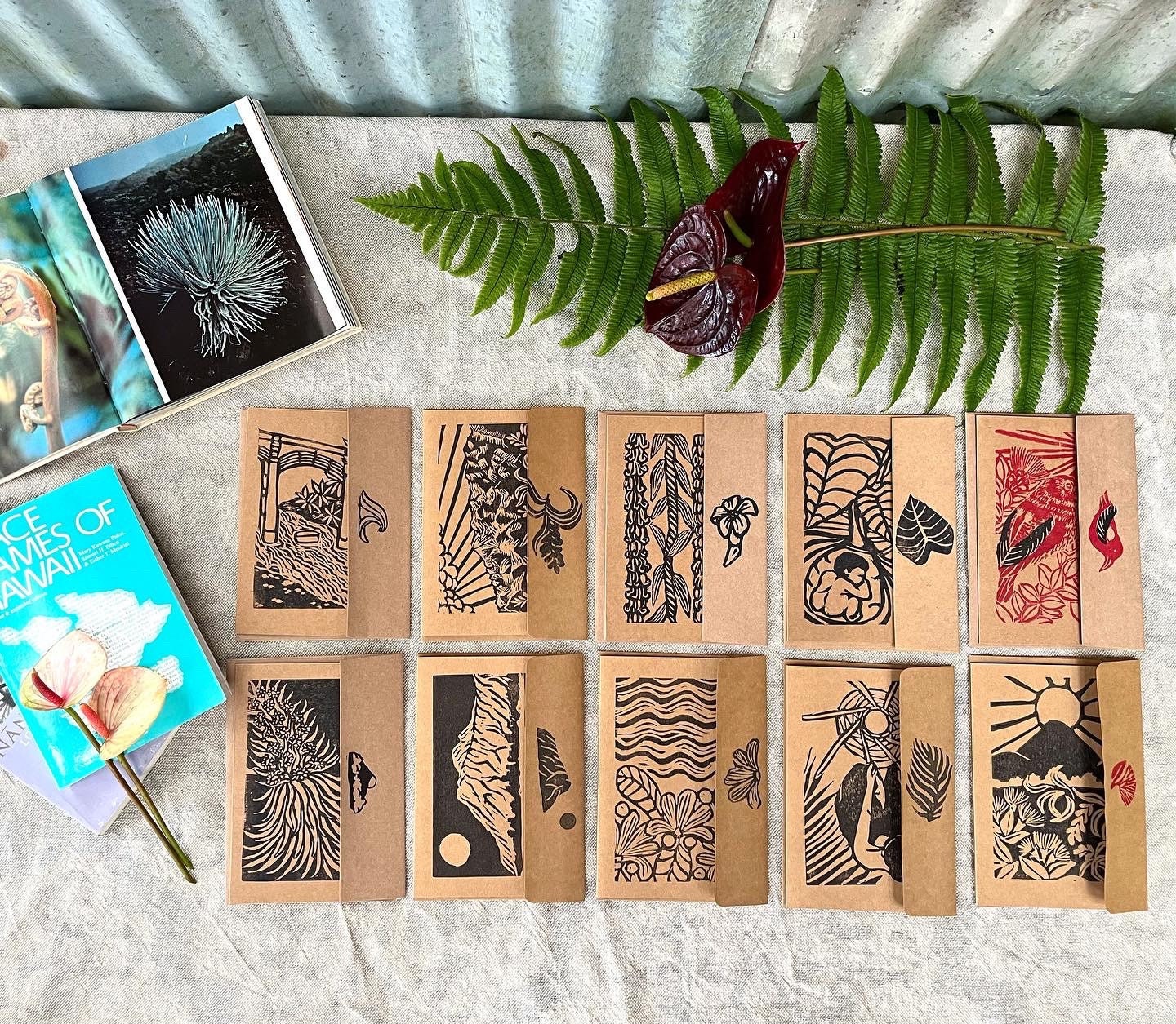 Block Print Greeting Card Sets - Etsy