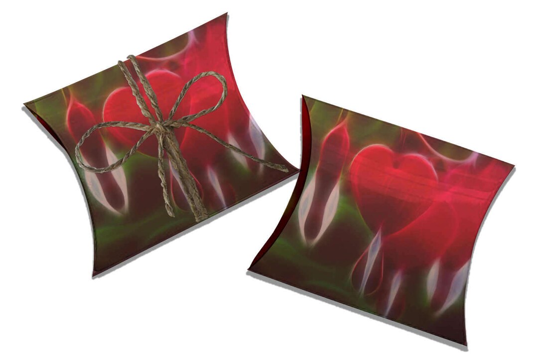 3x3 Red Heart Blossom Printable Pillow Box //treat Box // Goodie Box ...