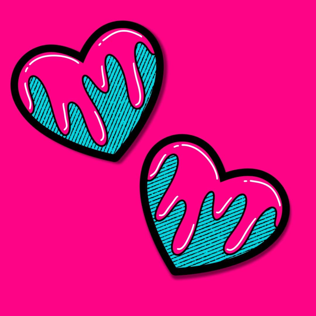 Pink Blue Slime Heart Shaped Sticker Stickers for Hydroflask,laptop ...