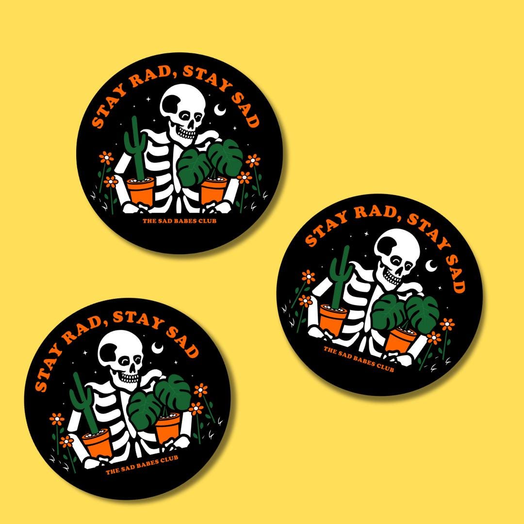 Stay Rad Stay Sad Skeleton Sticker| 3 Inch | Vinyl | |round Sticker ...