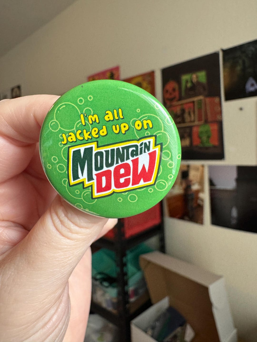 Jacked up on Mountain Dew Button 1.5 Inch Button Pin Pinback Buttons ...