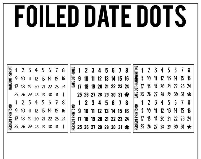 Foiled Date Dots Planner Stickers, for Use With Erin Condren Life ...