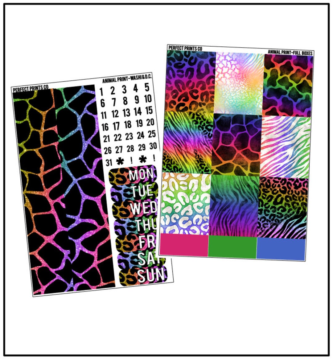 Animal Print Planner Sticker Kit, for Use With Erin Condren Life ...