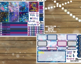 Foiled Night Sky Sticker Kit for the Mini Happy Planner | Etsy
