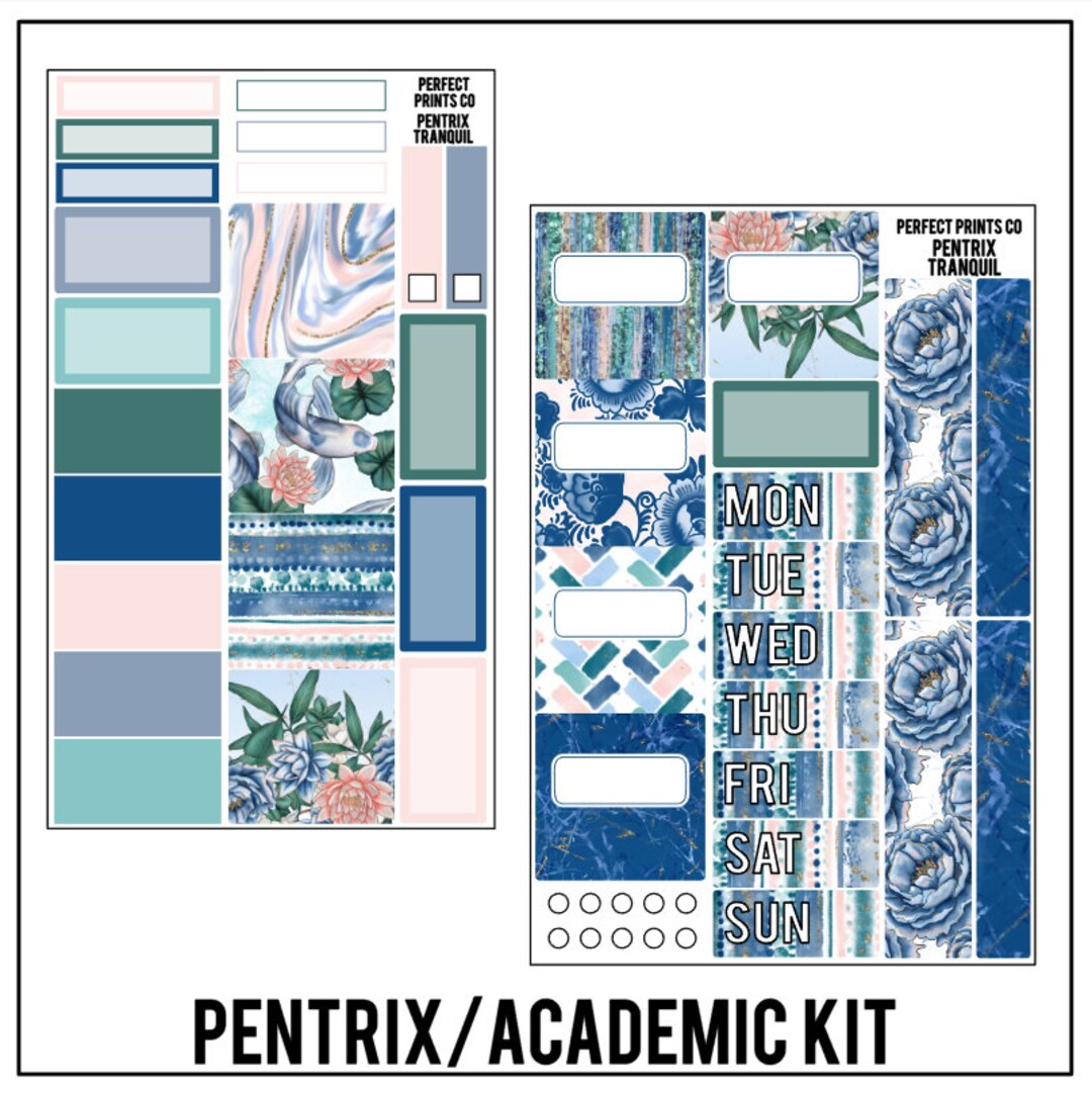 Tranquil Pentrix/academic Planner Sticker Kit - Etsy