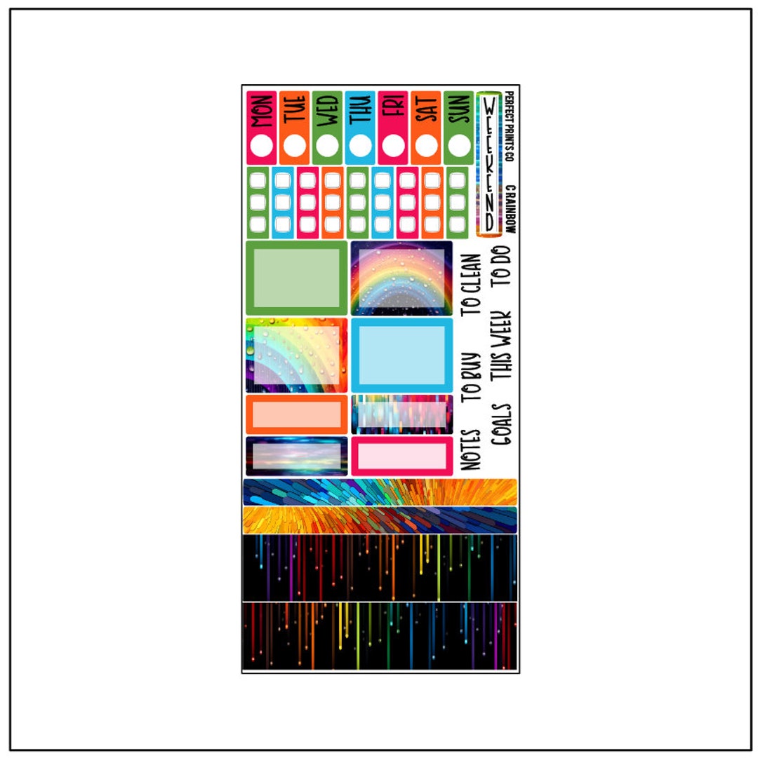 Colorful Rainbow Sticker Kit for the Hobonichi Weeks - Etsy