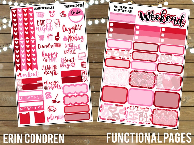 FOIL Valentine's Planner Sticker Kit For use with Erin | Etsy