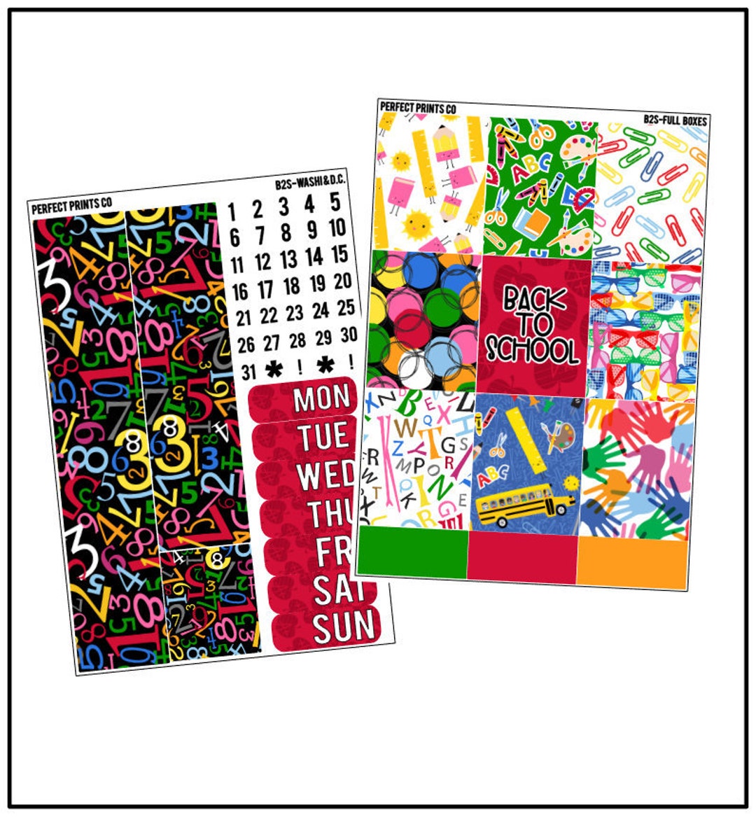 Back to School Planner Sticker Kit, for Use With Erin Condren Life ...