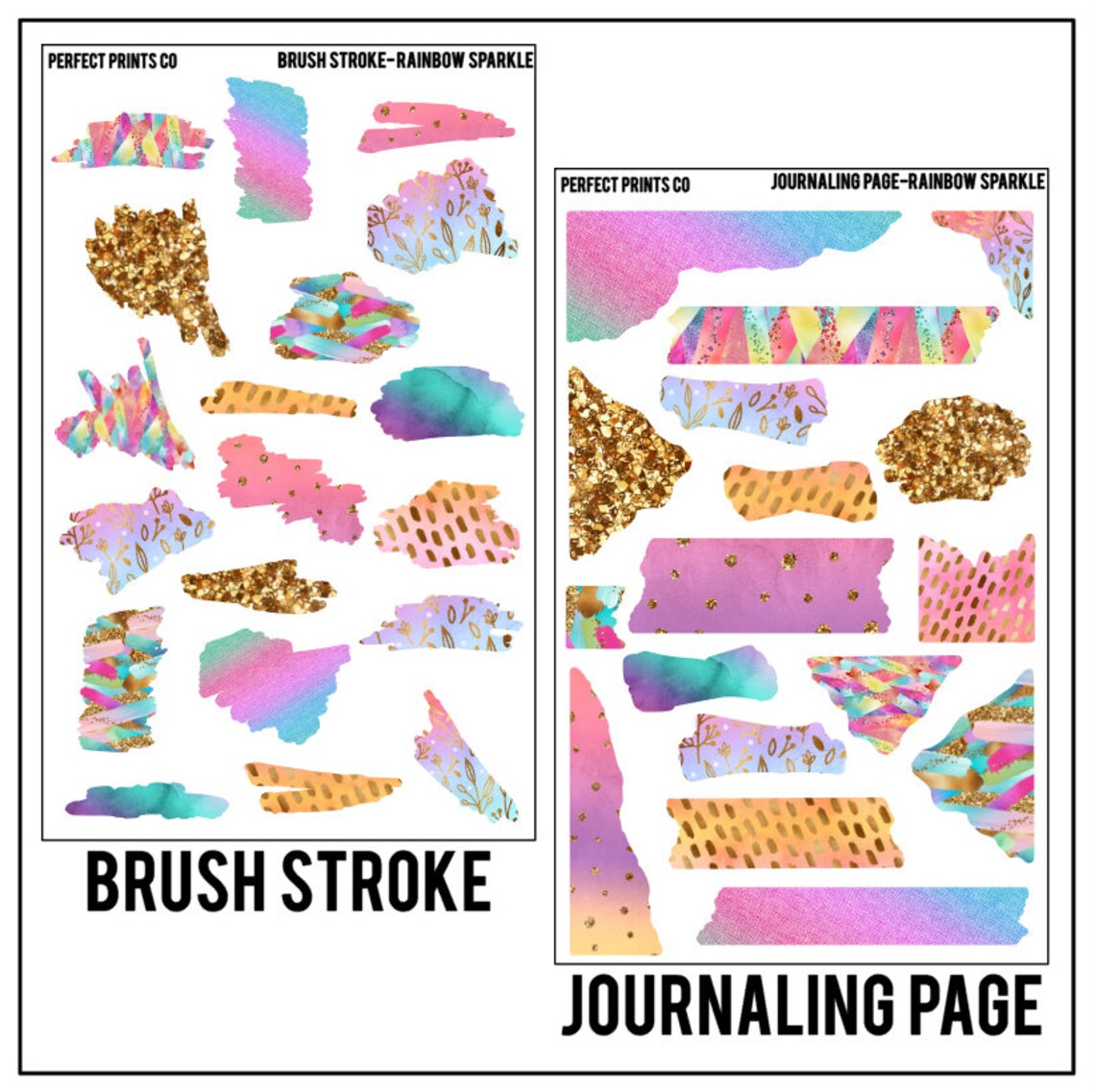 Rainbow Sparkle Journaling Page Kit - Etsy