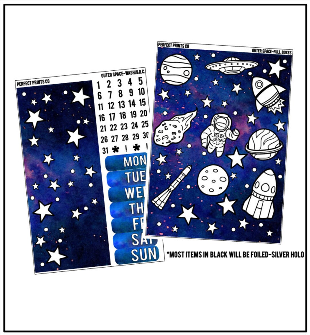 FOIL Outer Space Planner Sticker Kit for Use With Erin - Etsy