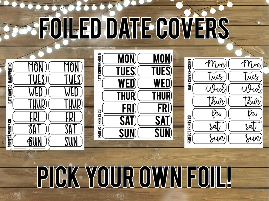 Foiled Date Cover Planner Stickers, for Use With Erin Condren Life ...