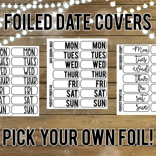 Foiled Date Cover Planner Stickers for Use With Erin Condren - Etsy