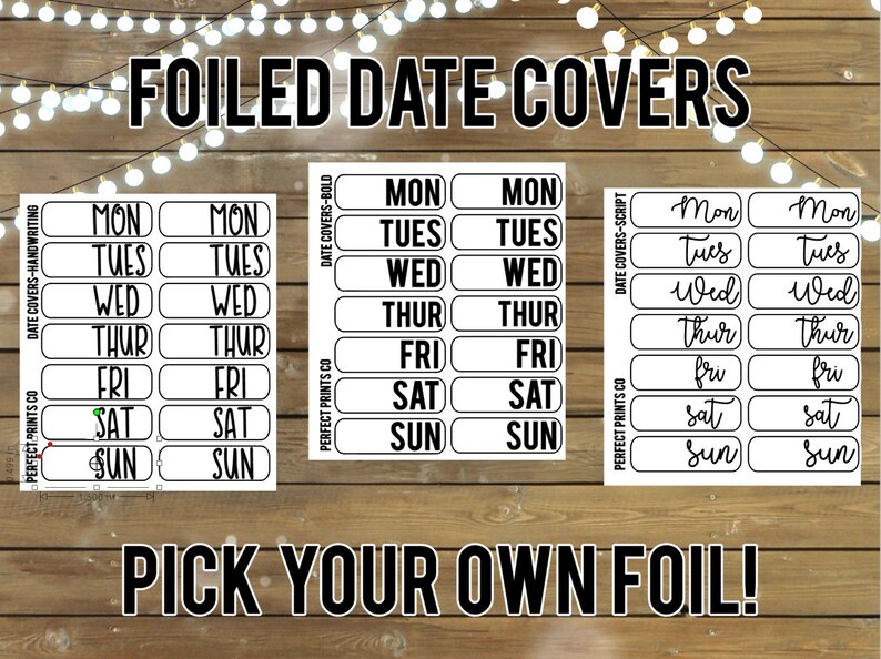 Foiled Date Cover Planner Stickers, for Use With Erin Condren Life ...