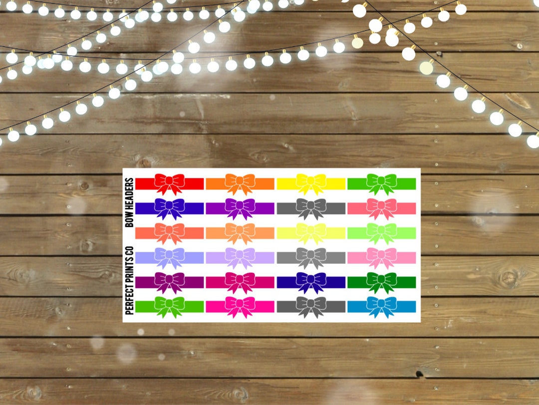 Bow Headers Rainbow , Planner Stickers - Etsy