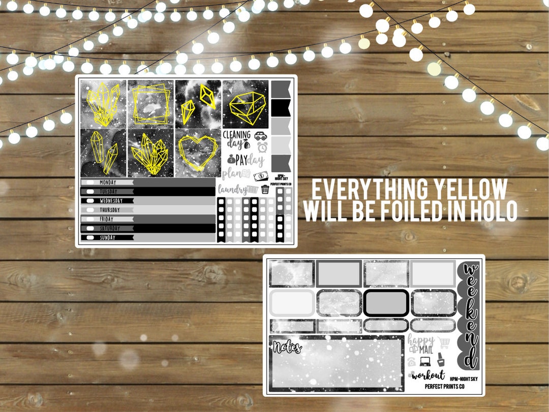 Foiled Night Sky Sticker Kit for the Mini Happy Planner - Etsy