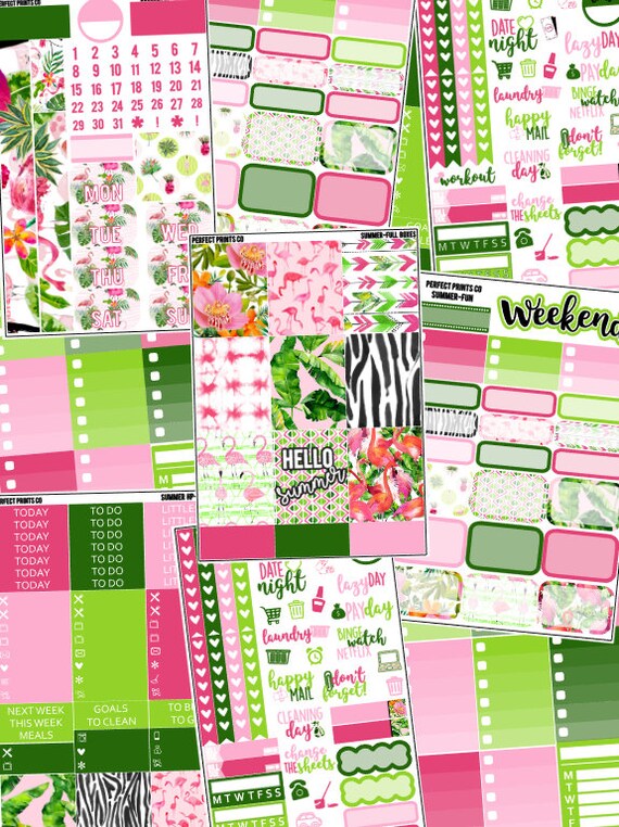 Summer Planner Sticker Kit For use with Erin Condren Life | Etsy