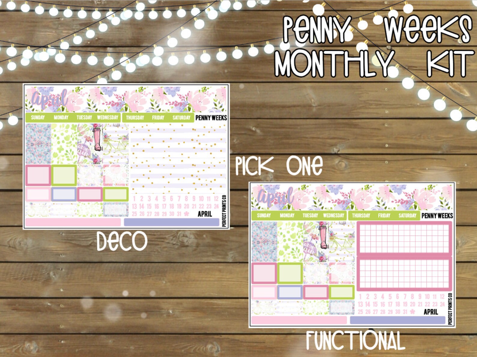 April Floral Monthly View Kit for Use in the Penny Weeks Planner - Etsy