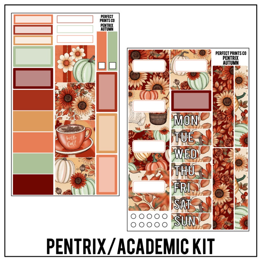 Autumn Pentrix/academic Planner Sticker Kit - Etsy