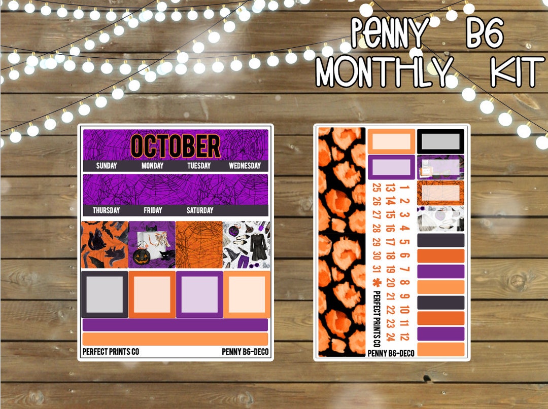 October Halloween Monthly View Kit for Use in the Penny B6 Planner - Etsy