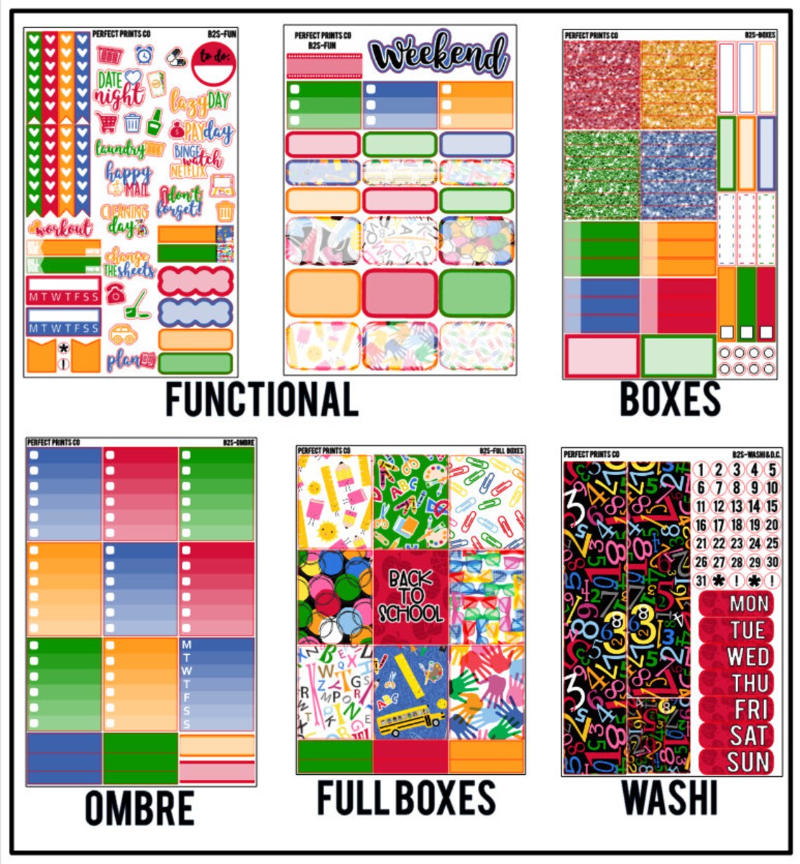 Back to School Planner Sticker Kit for Use With Erin Condren | Etsy