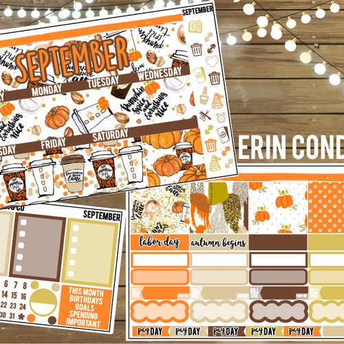 September Planner Kit September Monthly Stickers for Erin - Etsy
