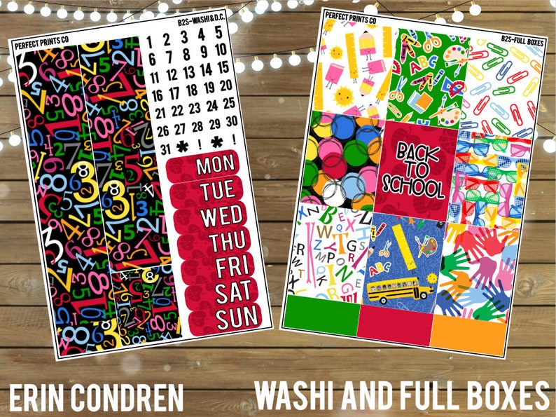 Back to School Planner Sticker Kit For use with Erin Condren | Etsy