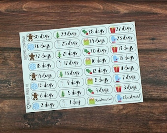 Christmas Countdown Planner Stickers Erin Condren Kikki K - Etsy